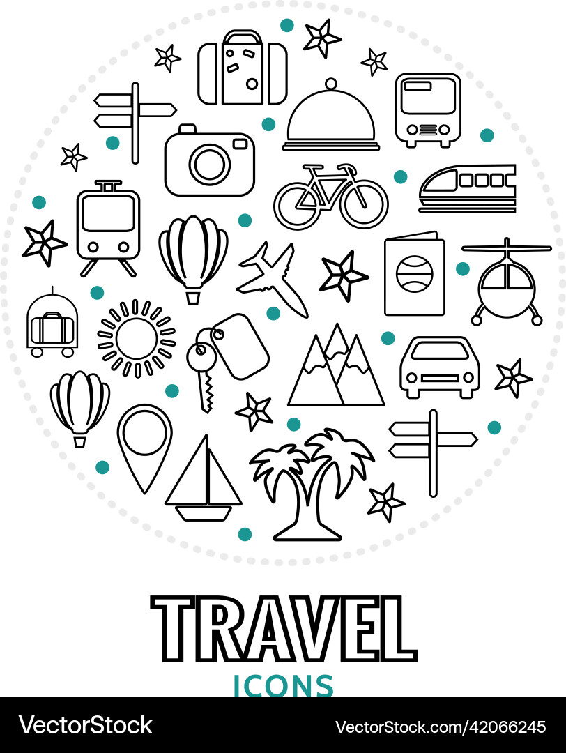 Travel round template Royalty Free Vector Image