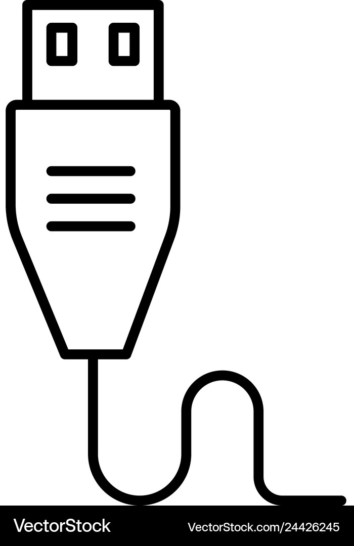 Usb super speed connector cable line art icon Vector Image