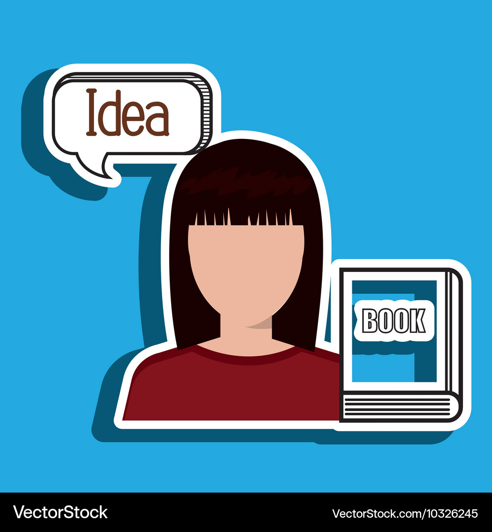 Woman book idea icon Royalty Free Vector Image