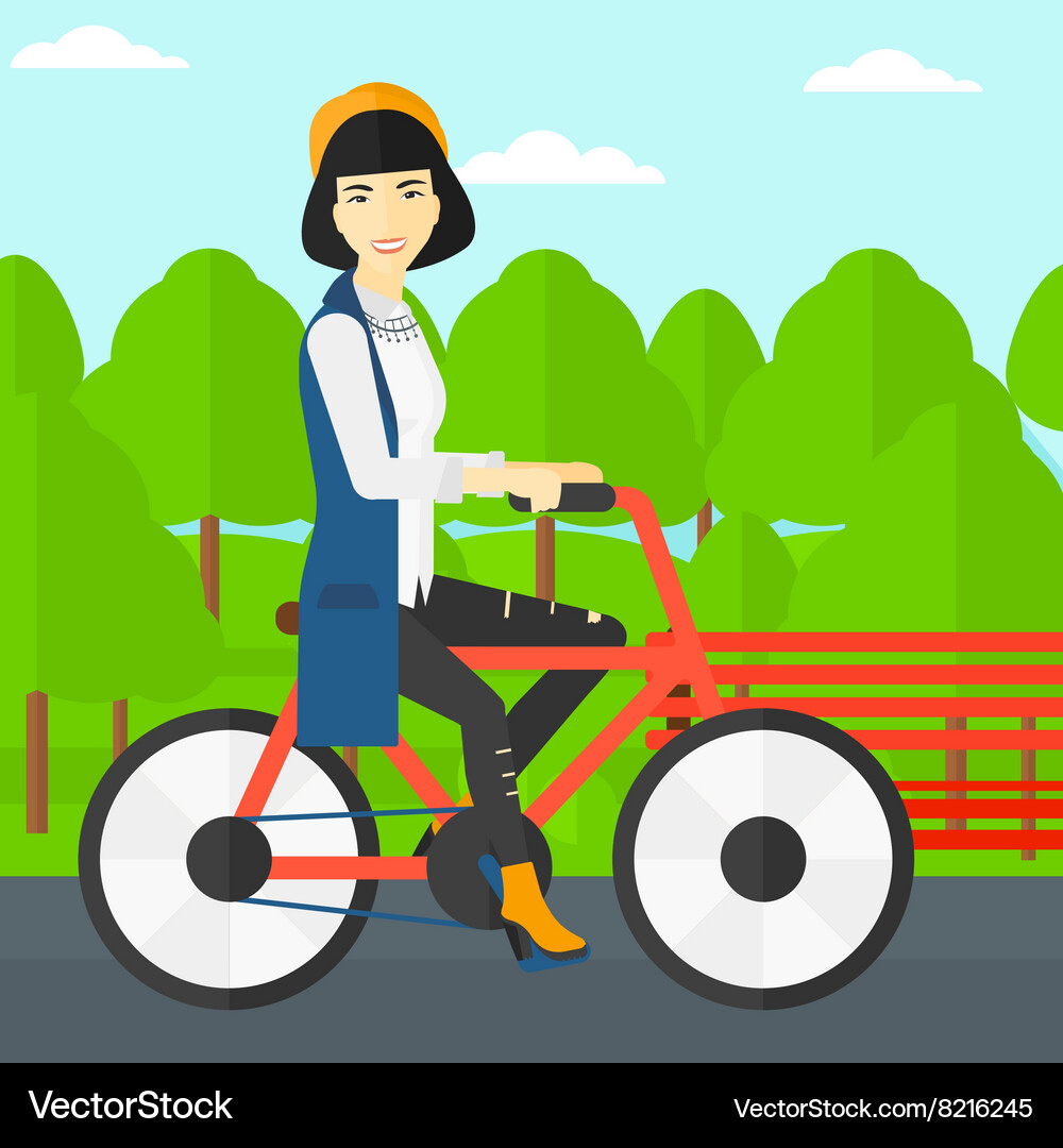 Woman riding bicycle Royalty Free Vector Image