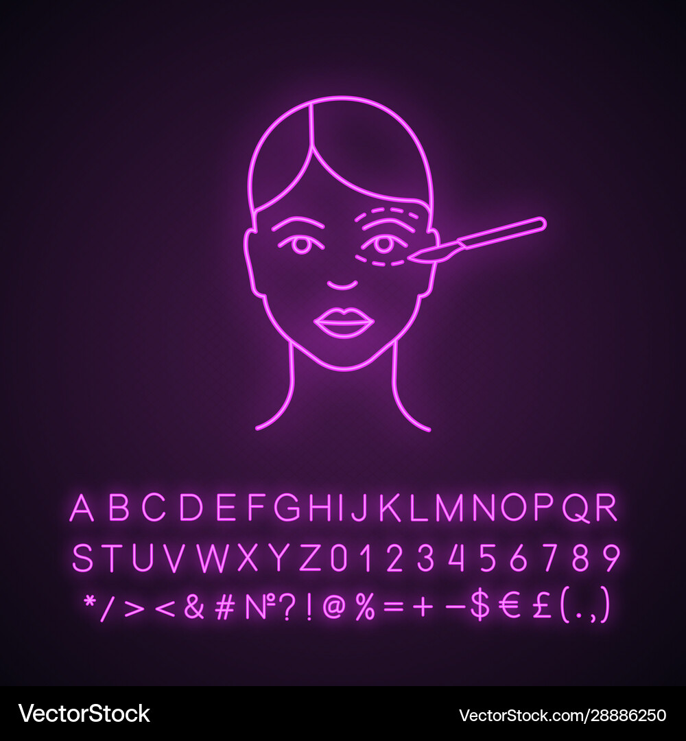 Blepharoplasty neon light icon Royalty Free Vector Image