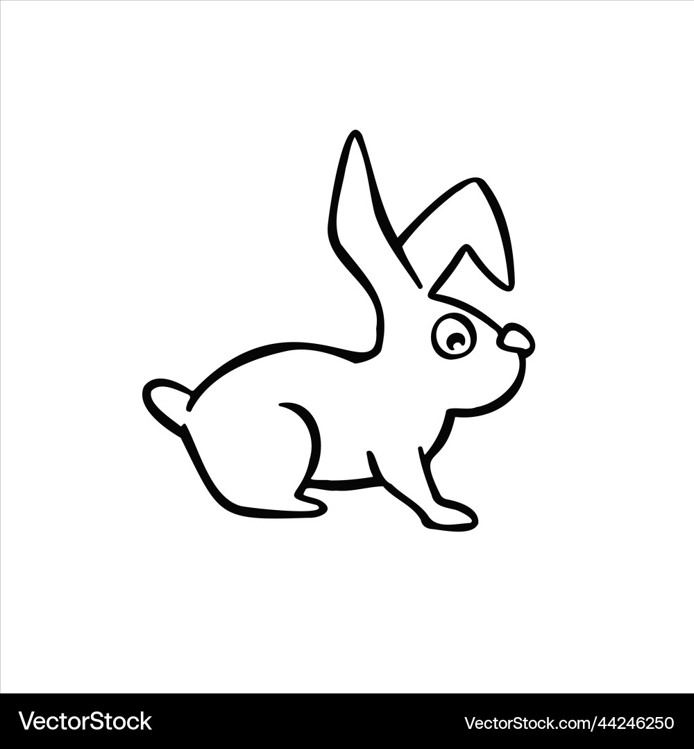 Cartoon line sketch hare rabbit Royalty Free Vector Image