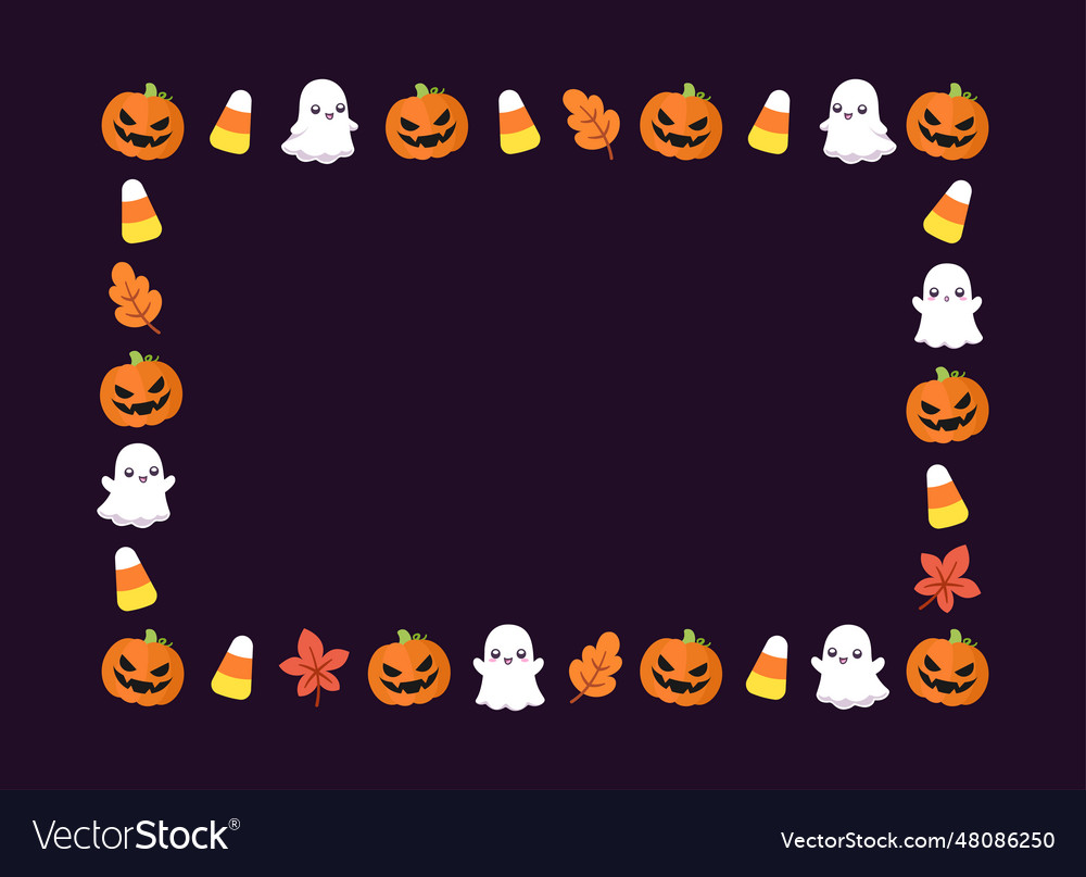 Cute rectangle halloween frame template Royalty Free Vector