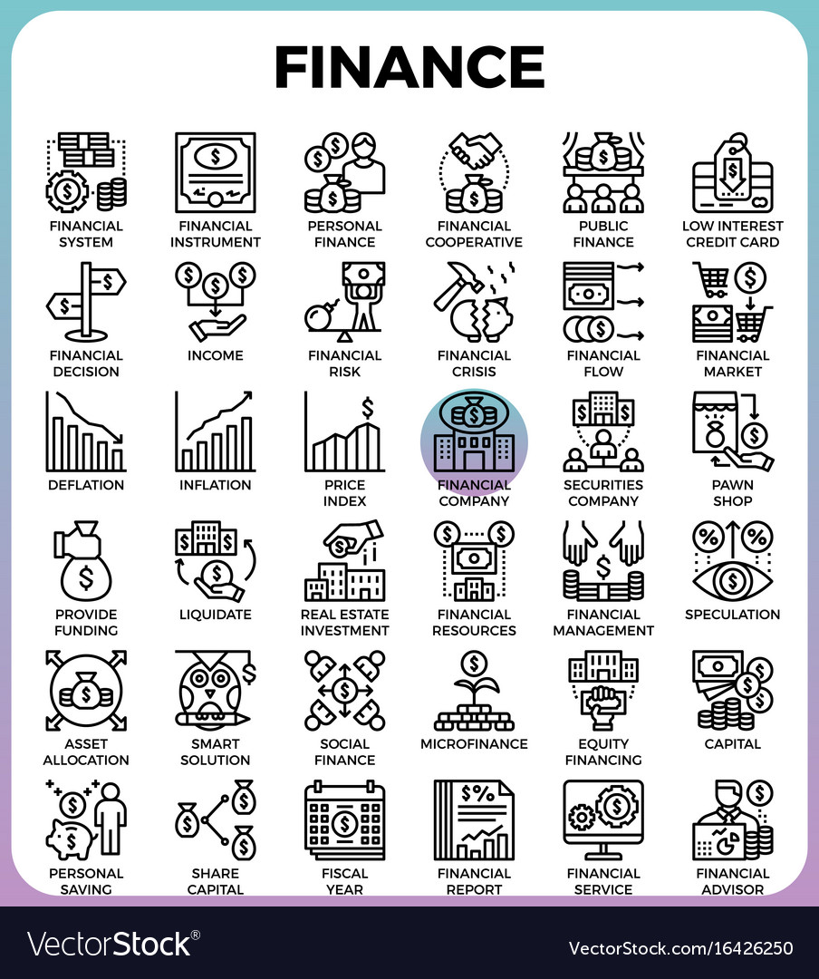Finance line icons Royalty Free Vector Image - VectorStock