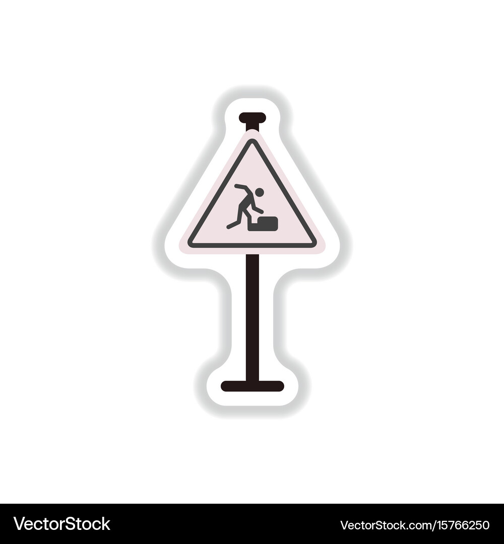 In paper sticker style warning Royalty Free Vector Image