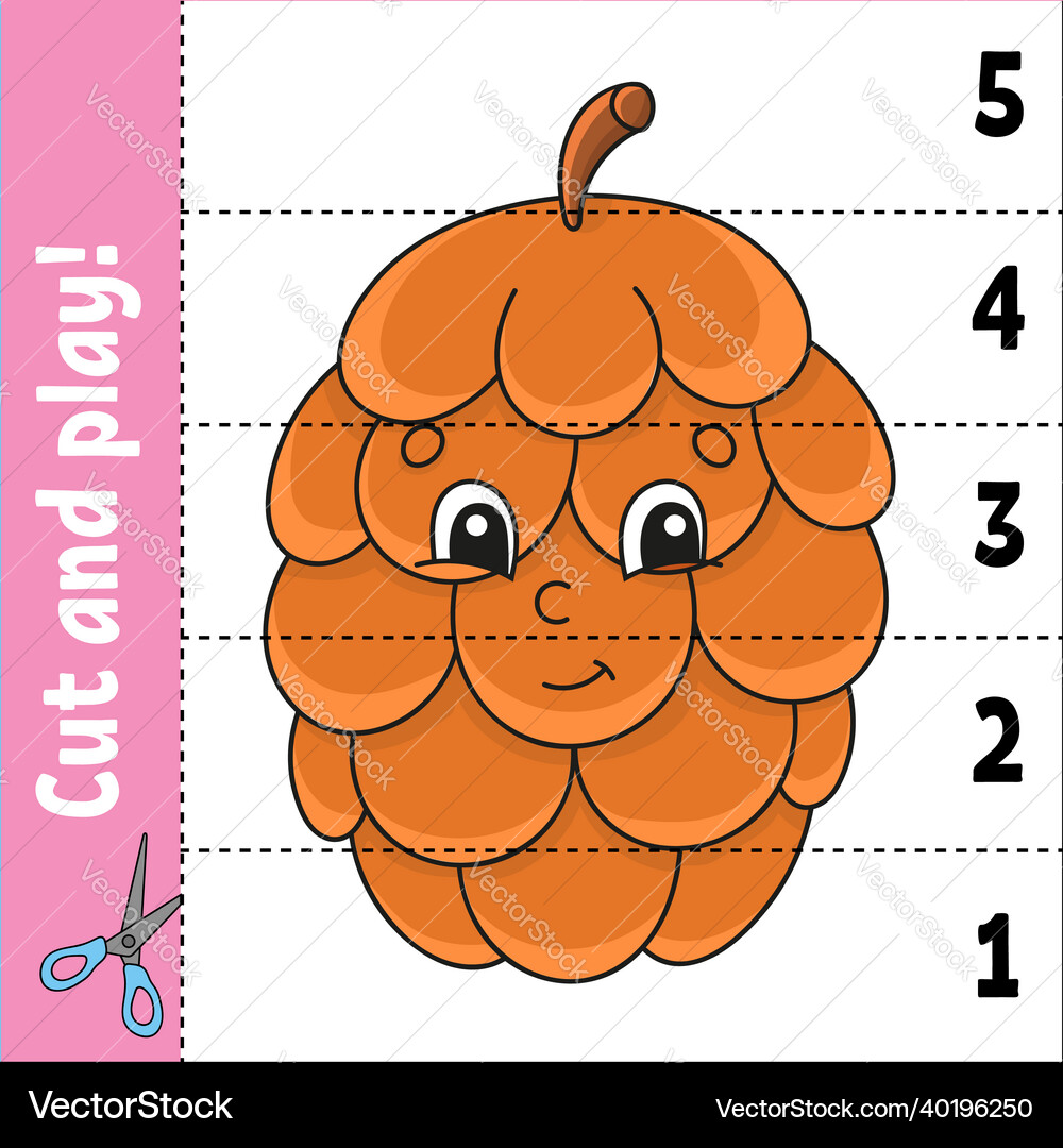 Learning numbers 1-5 cut and play education Vector Image