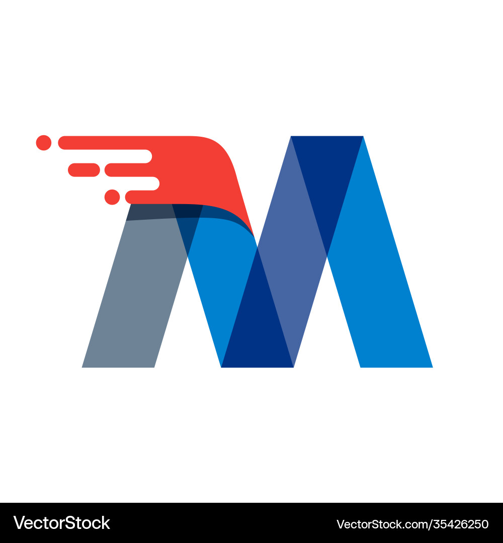 Letter m fast speed motion logo Royalty Free Vector Image