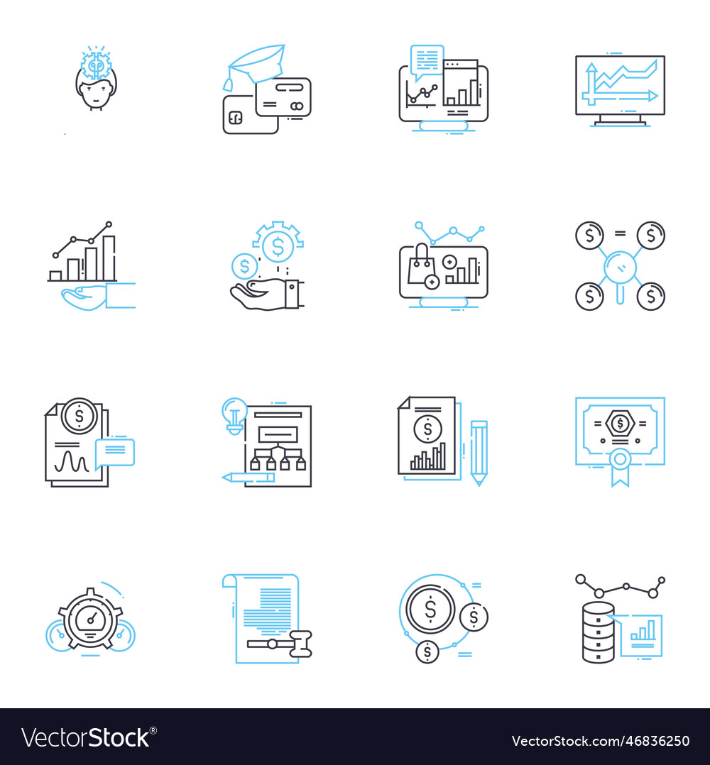 Mtary speculation linear icons set rumors Vector Image Mtary speculation linear icons set rumors Vector Image