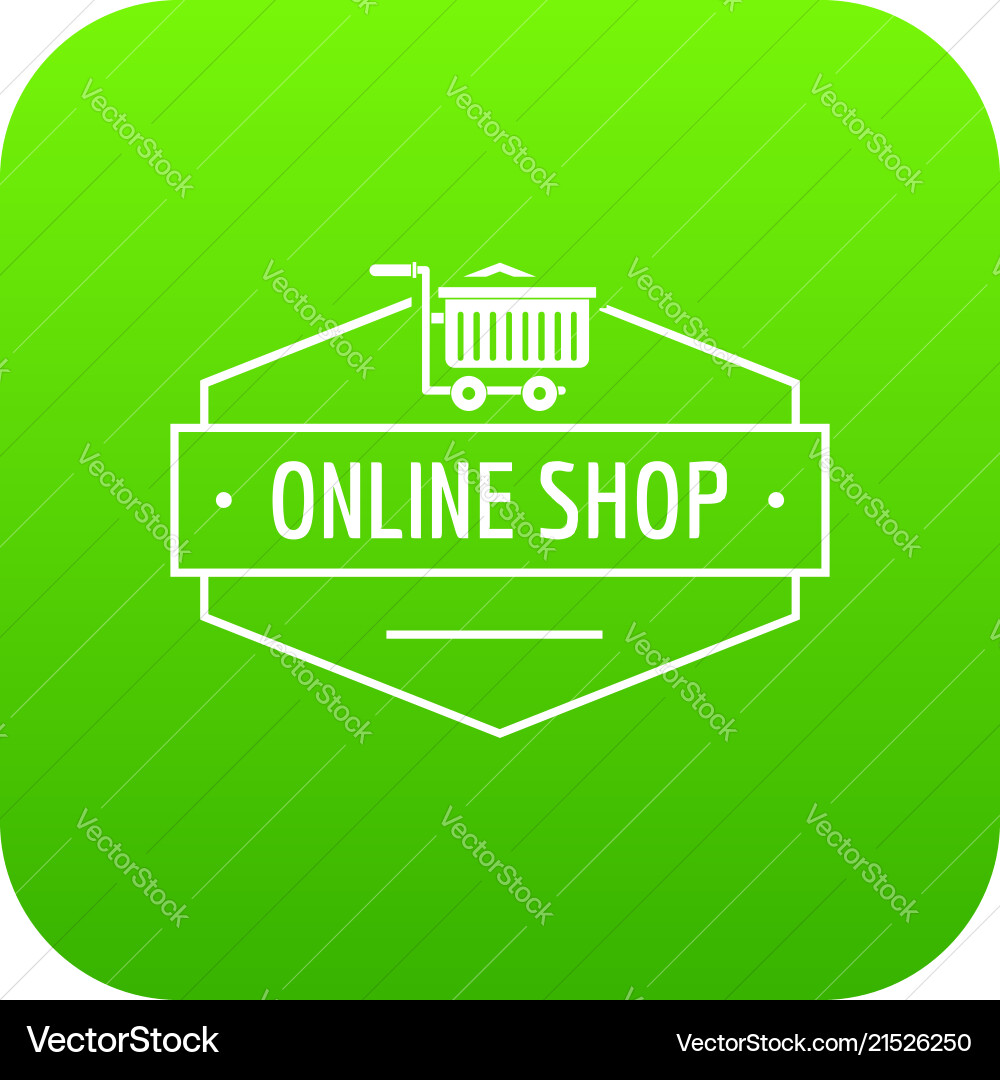 Online shop icon green Royalty Free Vector Image