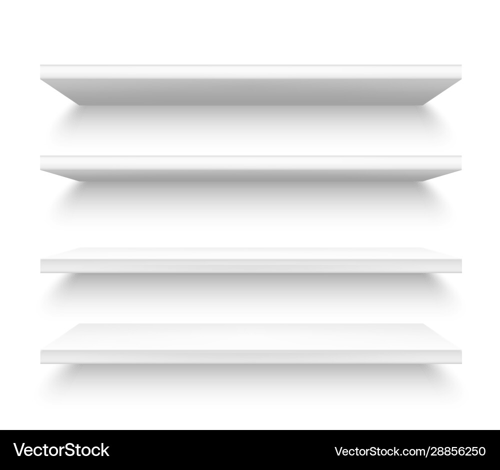 Realistic plastic shelves 3d metallic white shelf Vector Image