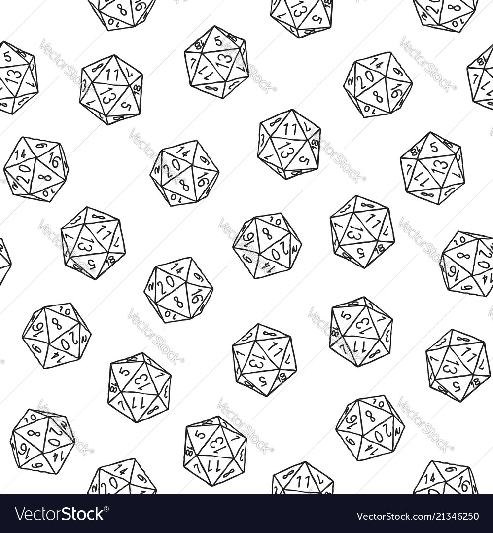 Seamless hand-drawn icosahedron print Royalty Free Vector