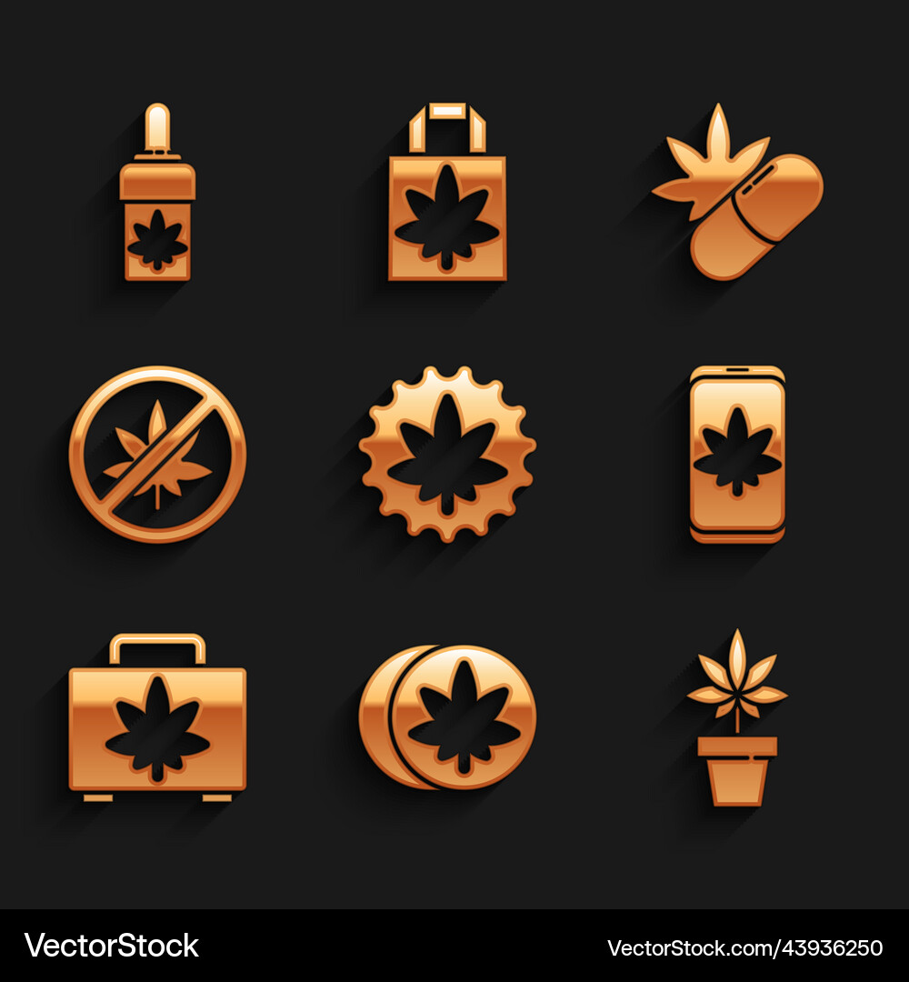 Set marijuana or cannabis leaf herbal ecstasy Vector Image