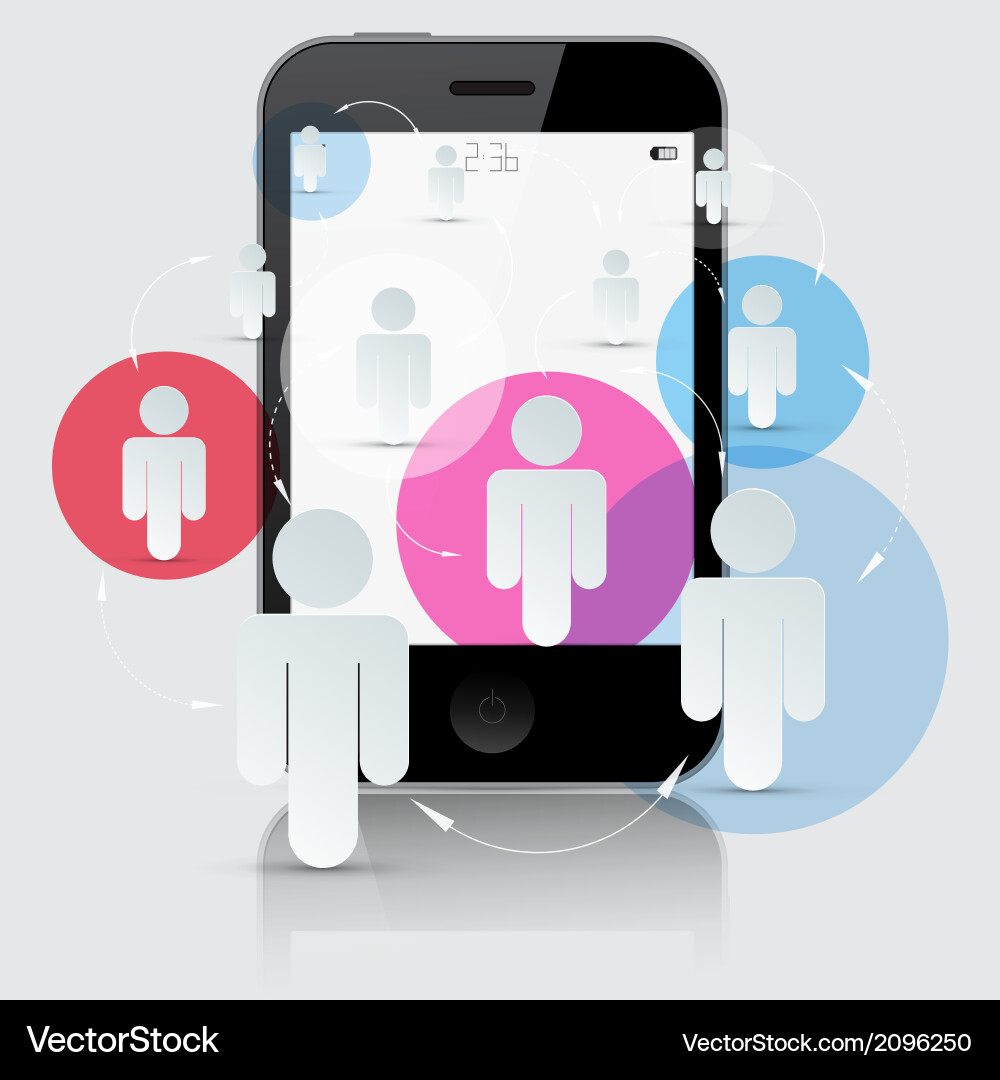 Smartphone with people isolated on white bac Vector Image