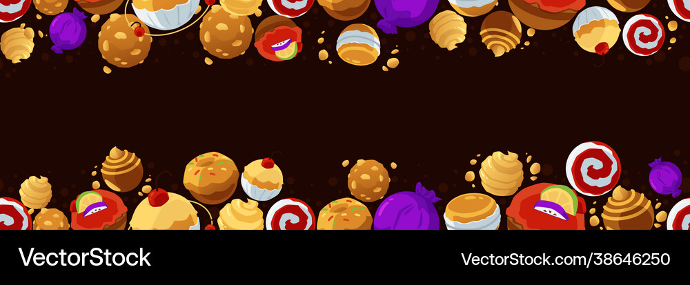 Sweet candy world decorative seamless border Vector Image