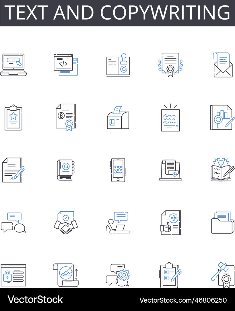 Text and copywriting line icons collection Vector Image