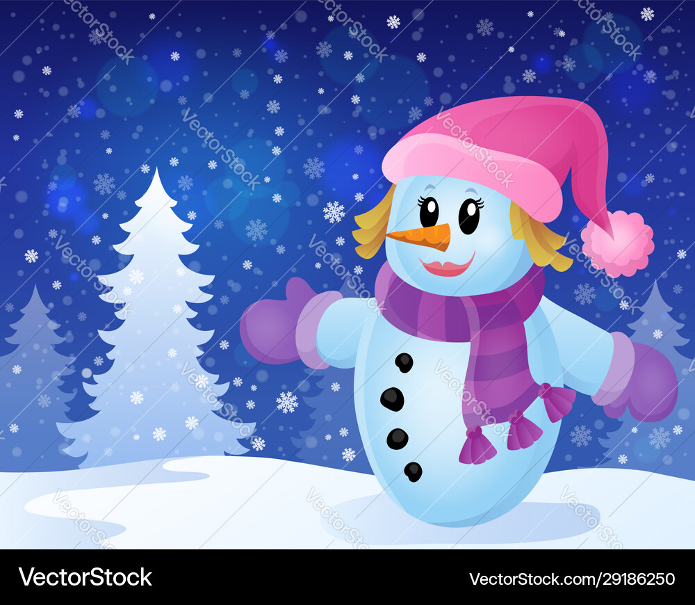 Winter snowwoman topic image 3 Royalty Free Vector Image
