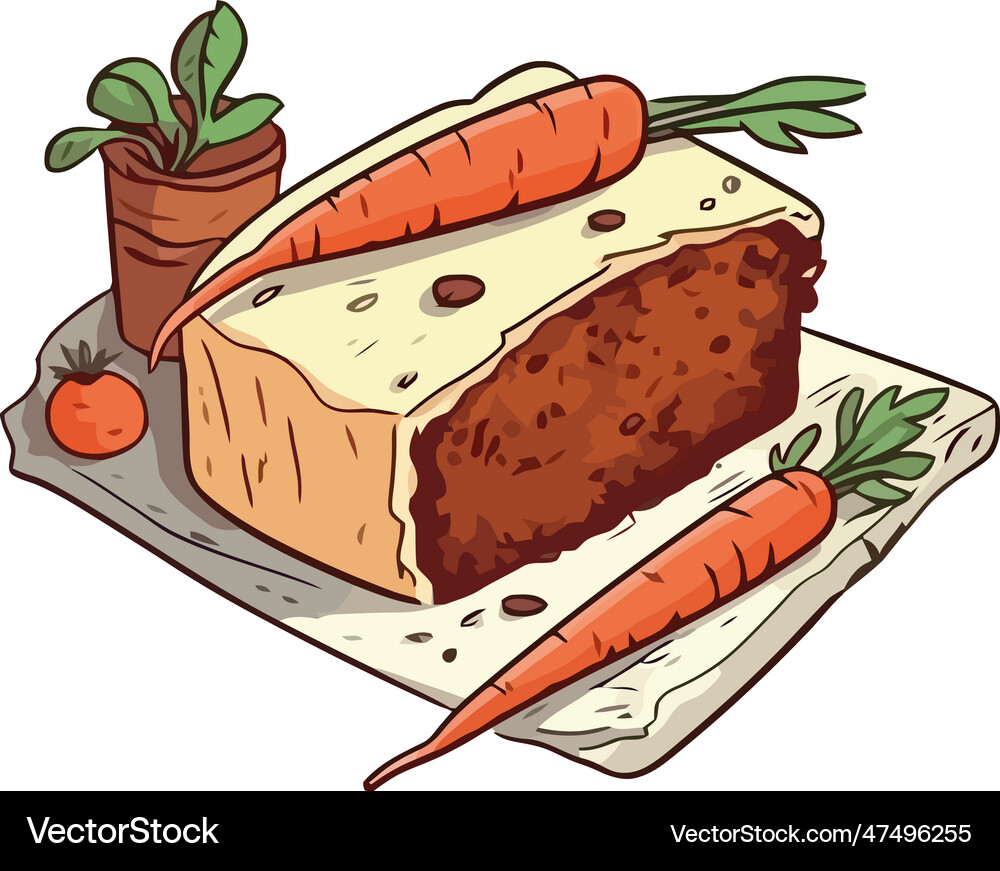 A gourmet fresh vegetables carrot cake Royalty Free Vector