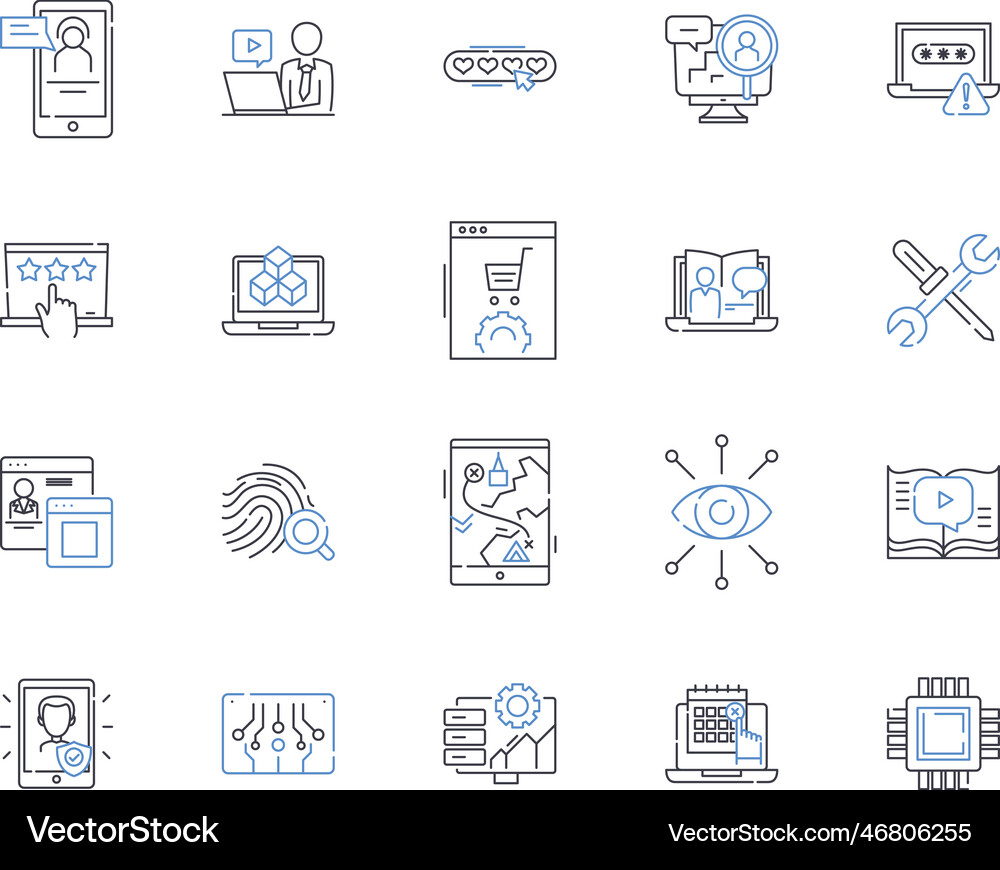 Autonomous vehicles line icons collection Vector Image