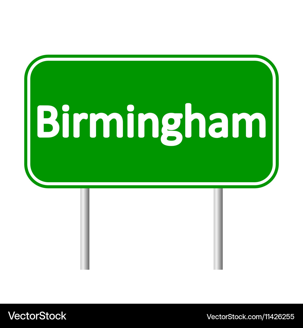 Birmingham green road sign Royalty Free Vector Image