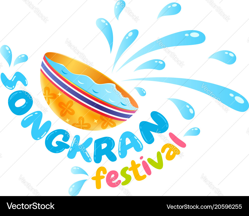 Bowl with water for songkran Royalty Free Vector Image