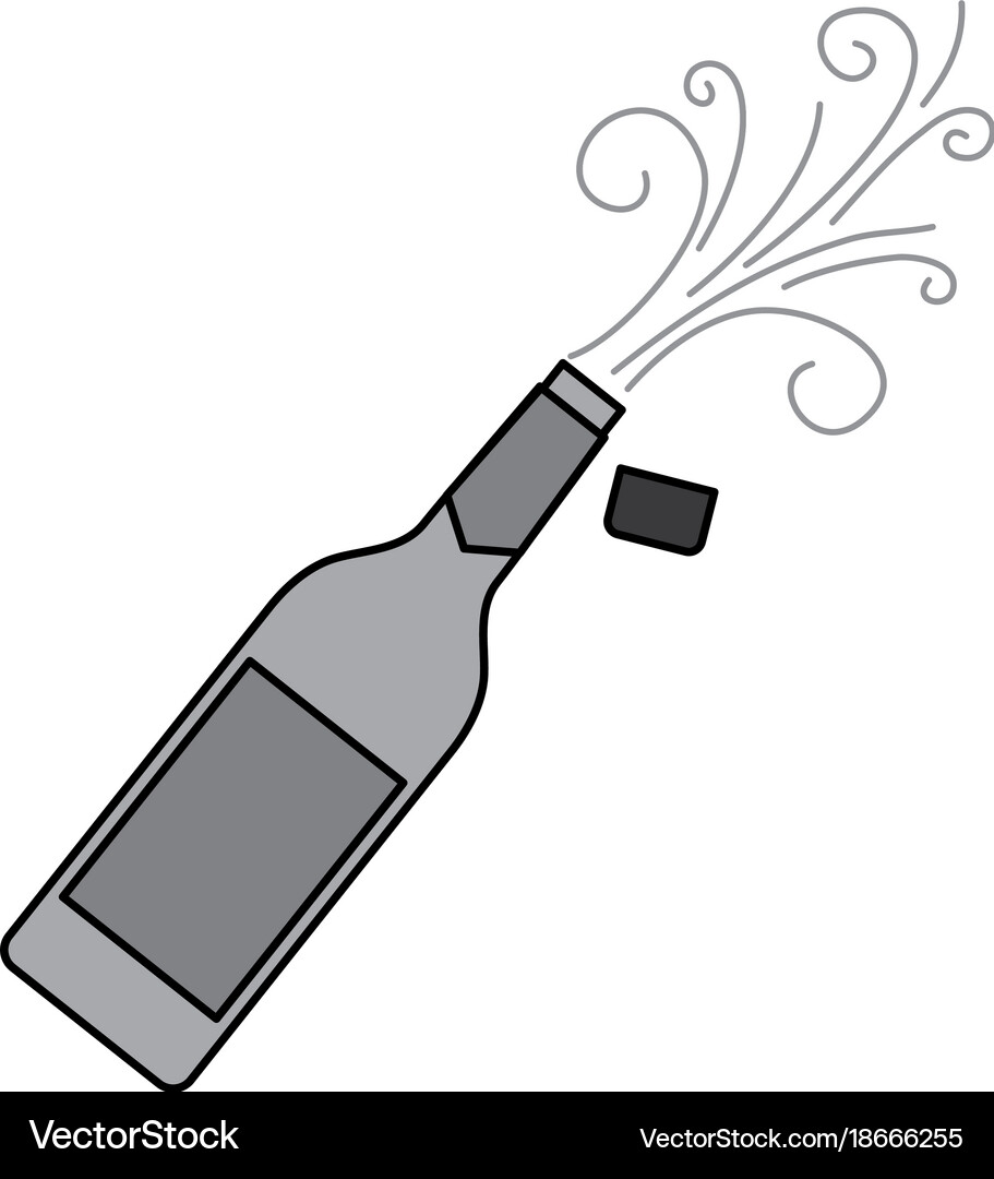 Champagne bottle cork explosion drink celebration Vector Image