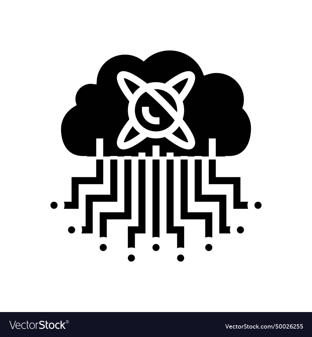 Cloud computin quantum technology glyph icon Vector Image