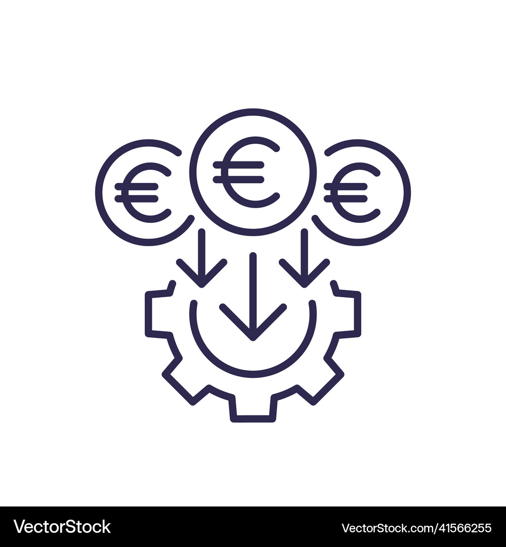 Cost reduction reducing line icon with euro Vector Image