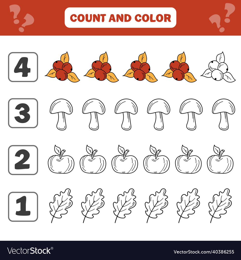 Count and color game for preschool children Vector Image