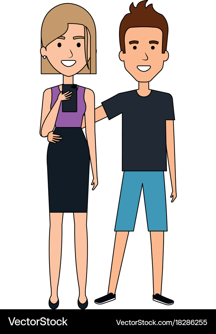 Couple chatting with smartphone Royalty Free Vector Image