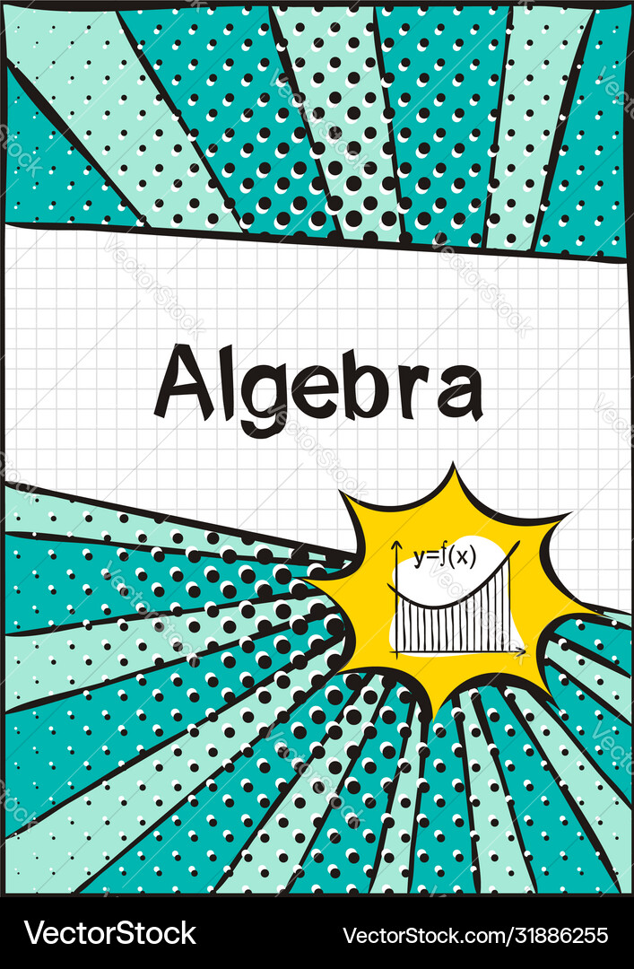 Cover for school notebook or textbook on algebra Vector Image