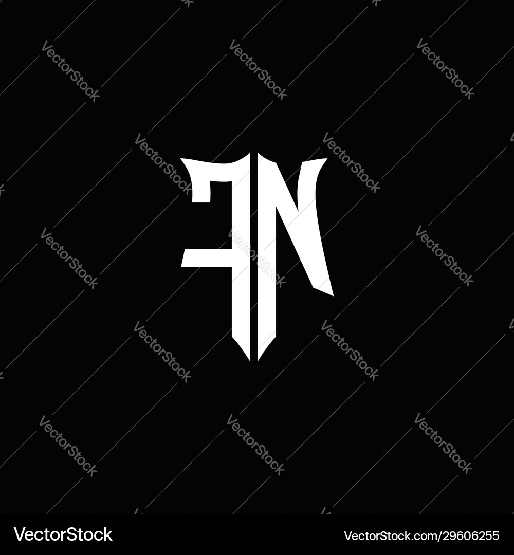 Fn monogram letter logo ribbon with shield style Vector Image