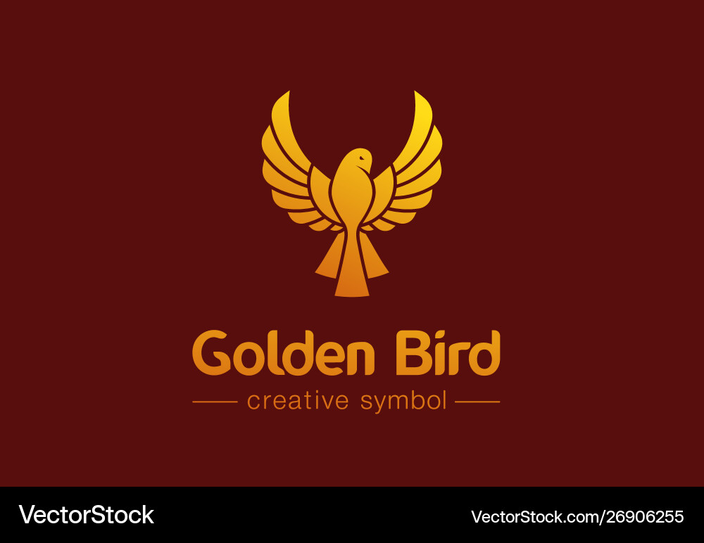 Golden bird in flight creative symbol concept Vector Image