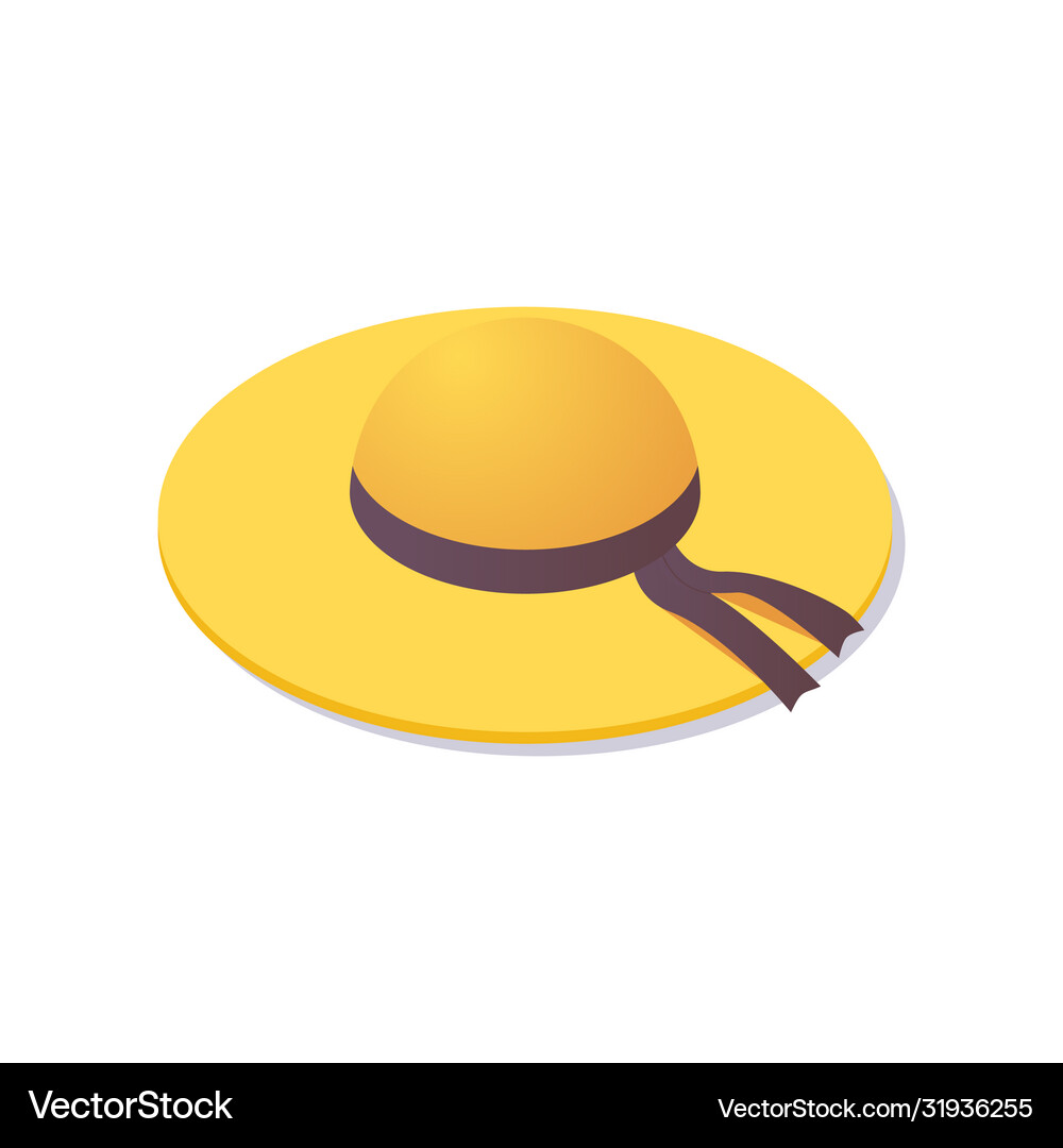 Isometric yellow hat with brown ribbon isolated Vector Image