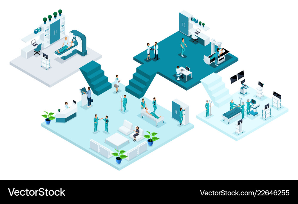 Isometrics healthcare and innovative technologies Vector Image