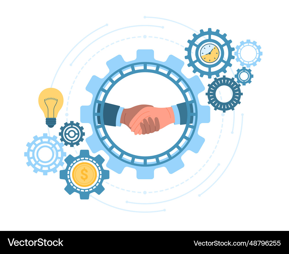 Productivity of teamwork partnership handshake Vector Image