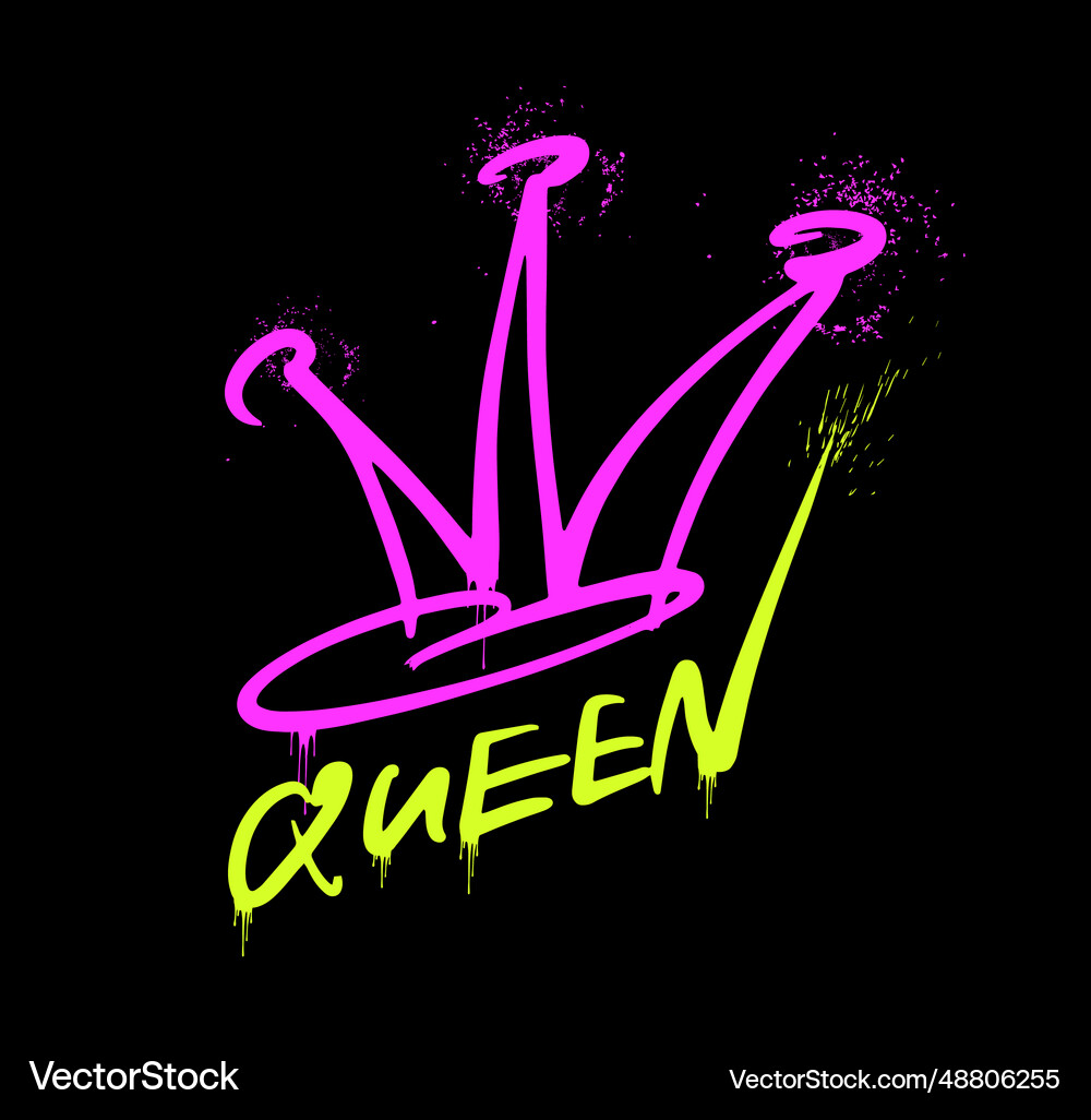 Queen street graffiti urban style Royalty Free Vector Image