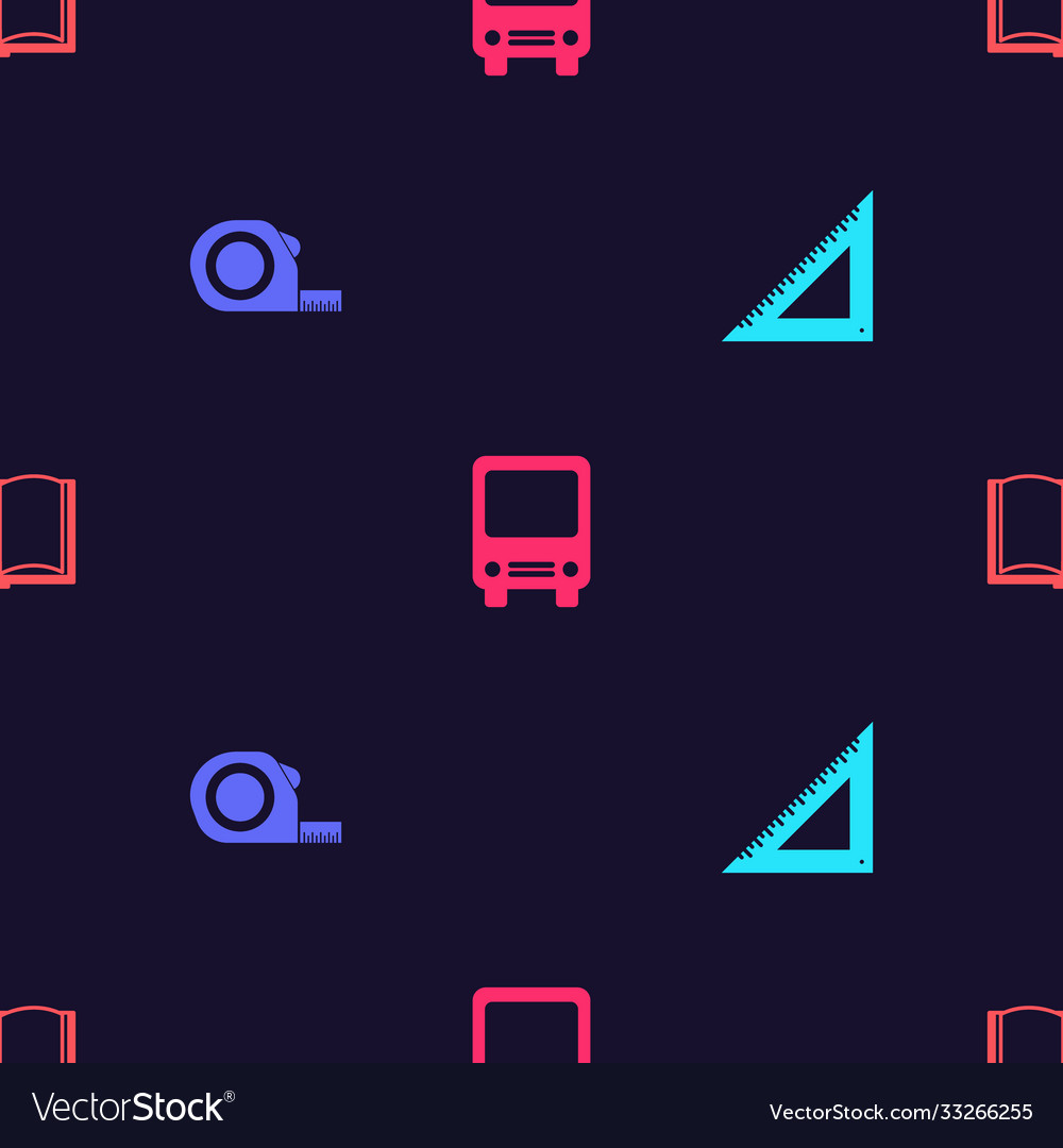 Set triangular ruler roulette construction bus Vector Image