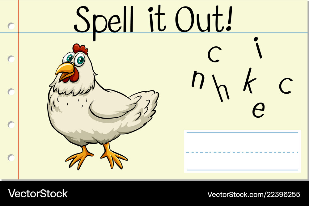 Spell english word chicken Royalty Free Vector Image