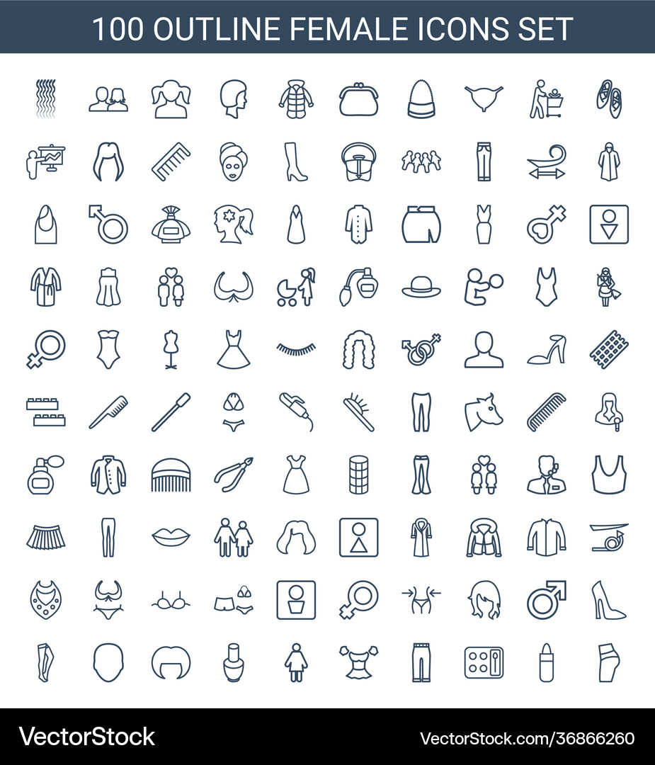100 female icons Royalty Free Vector Image - VectorStock
