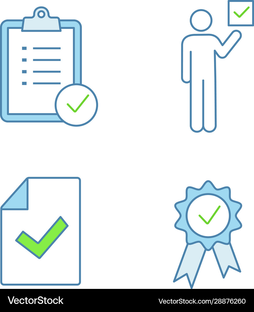 Approve color icons set Royalty Free Vector Image