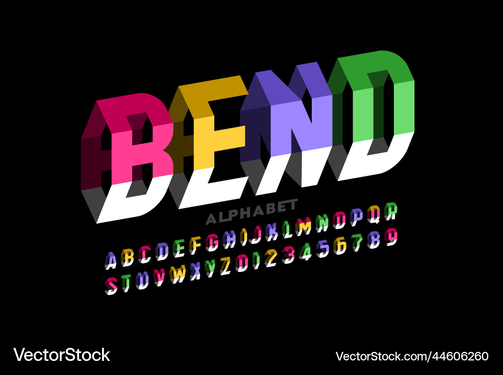 Bending 3d style font design alphabet letters Vector Image