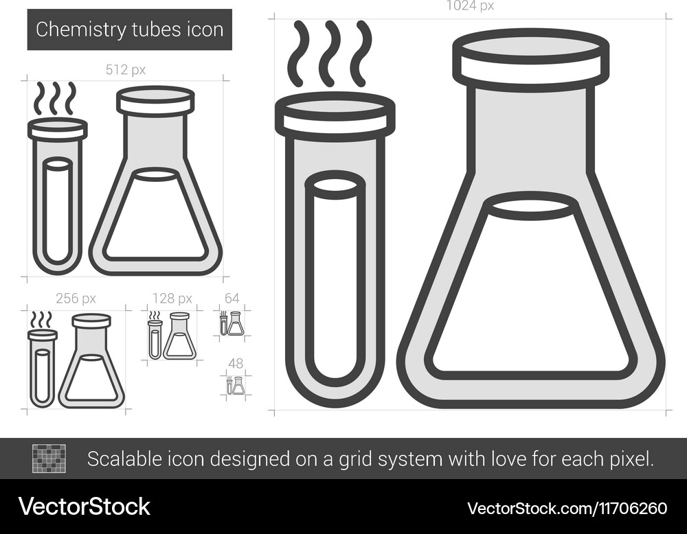 Chemistry tubes line icon Royalty Free Vector Image
