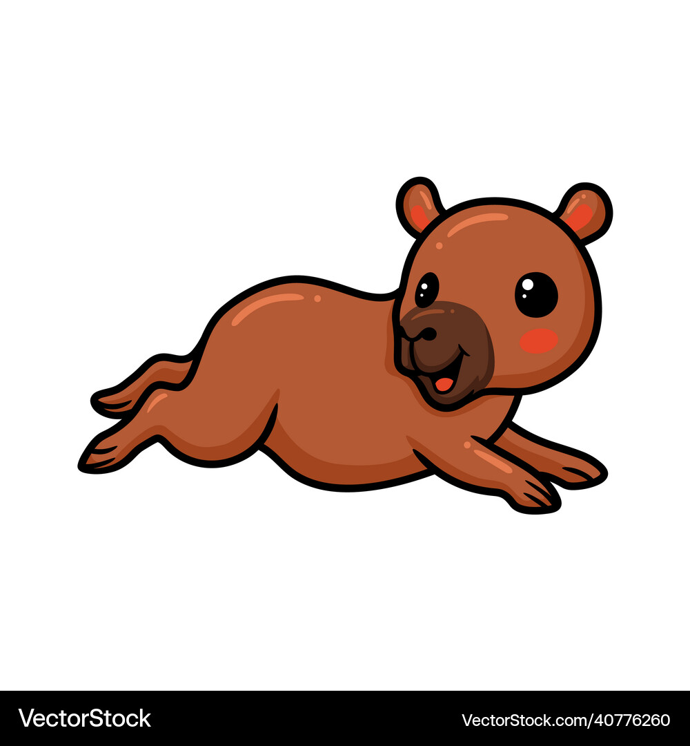 Cute little capybara cartoon posing Royalty Free Vector