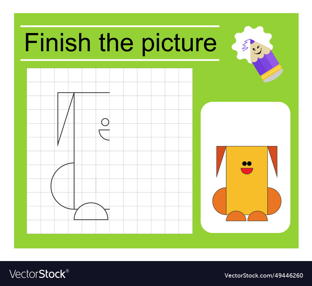Educational game for kids finish the picture Vector Image