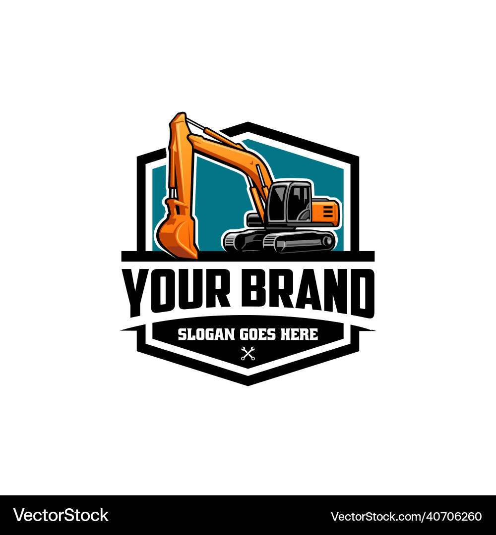 Excavator heavy equipment construction logo Vector Image