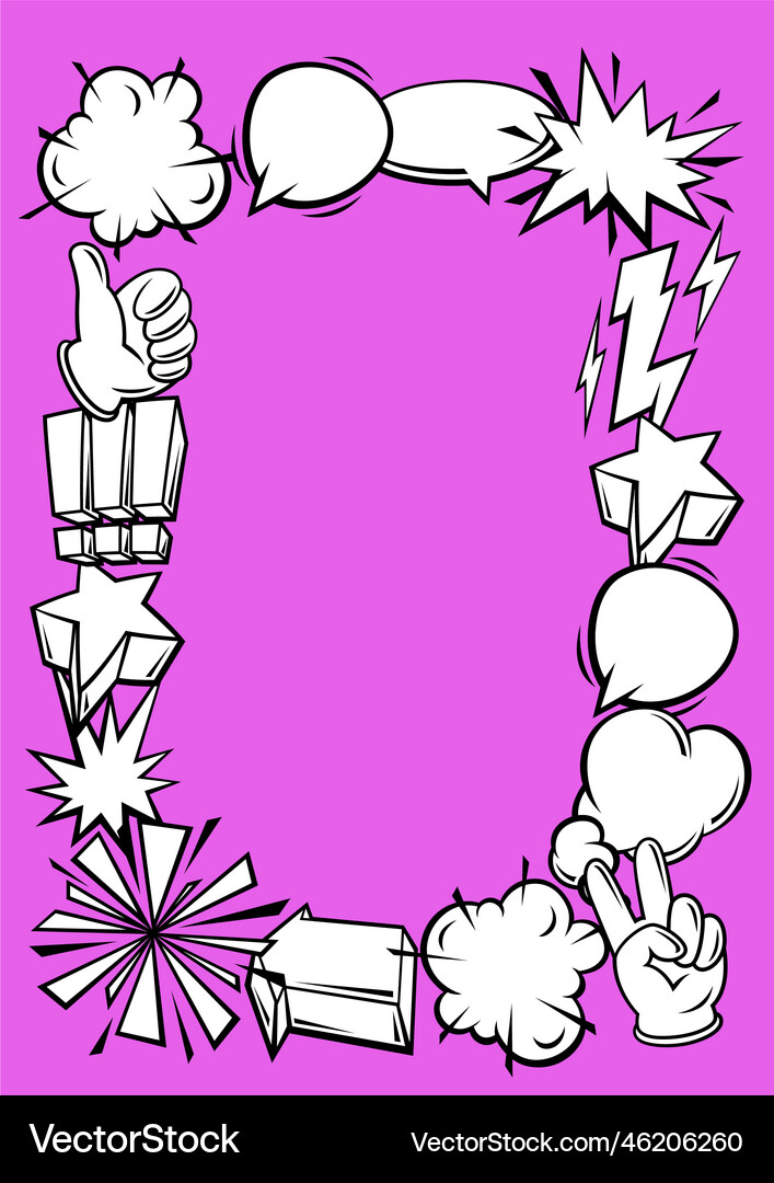 Frame with comic speech bubbles signs and symbols Vector Image