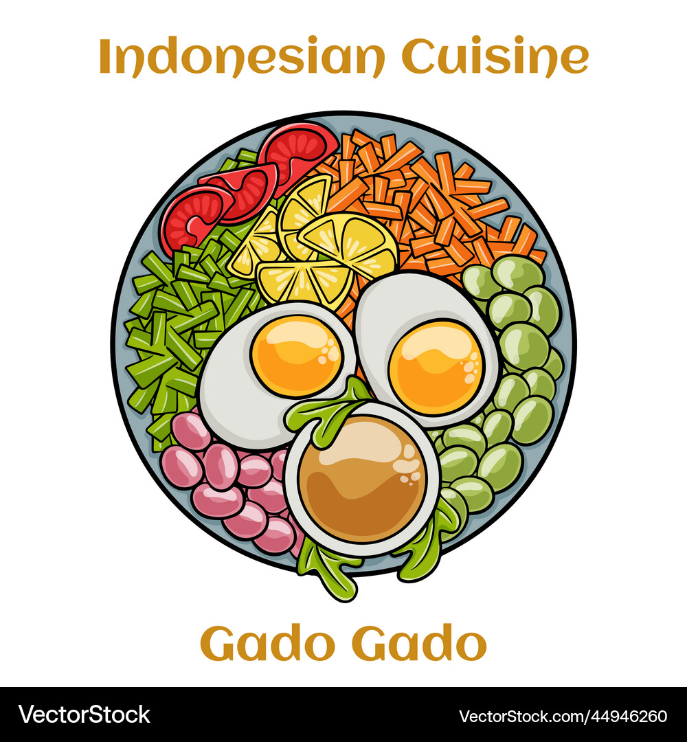Gado-gado is a typical indonesian salad Royalty Free Vector
