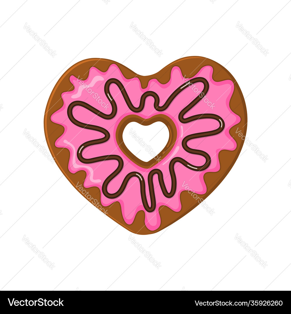 Heart shaped donut isolated on white background Vector Image
