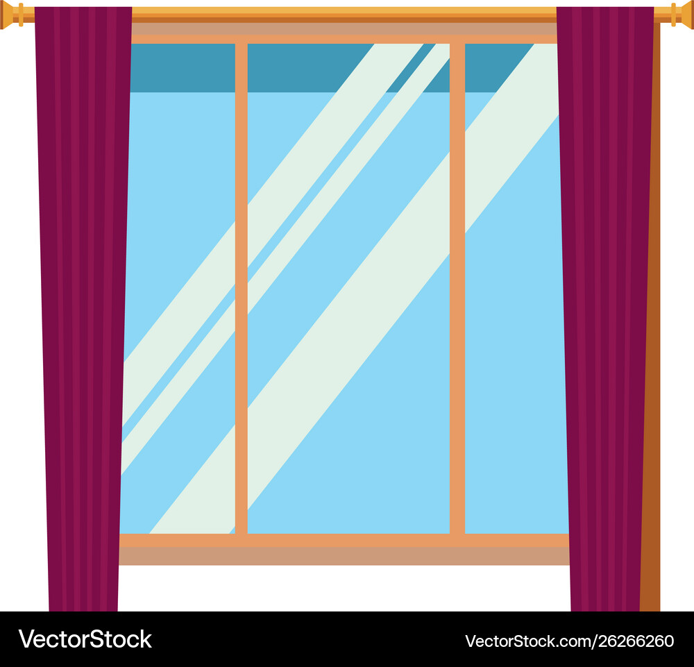 House window with curtains cartoon Royalty Free Vector Image