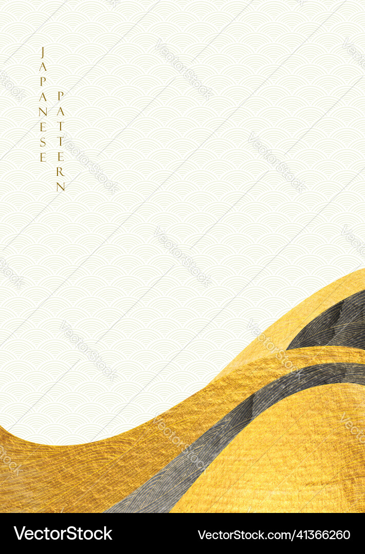 Japanese background with hand drawn line wave Vector Image